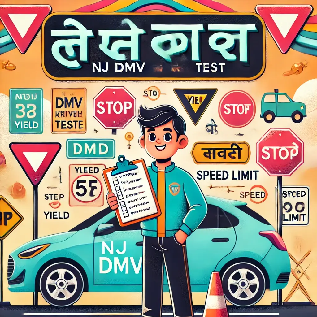 NJ DMV Driving Knowledge Practice Test In Hindi